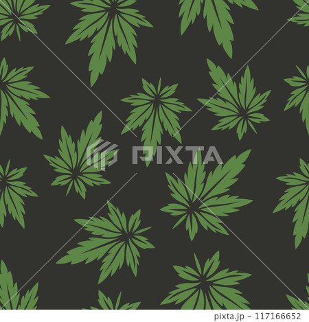 Vector Seamless Pattern with Flat Cannabis...のイラスト素材 [117166652] - PIXTA