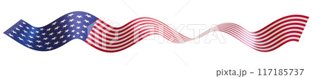 Dynamic, flowing American flag in a wavy form...のイラスト素材 [117185737] - PIXTA