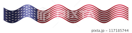 Dynamic, flowing American flag in a wavy form...のイラスト素材 [117185744] - PIXTA
