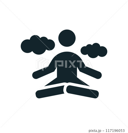 Man meditating floating in the air with clouds...のイラスト素材 [117196053 ...