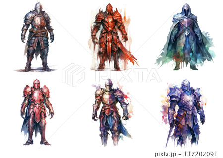 Six Knights in Various Armor and Colorsのイラスト素材 [117202091] - PIXTA