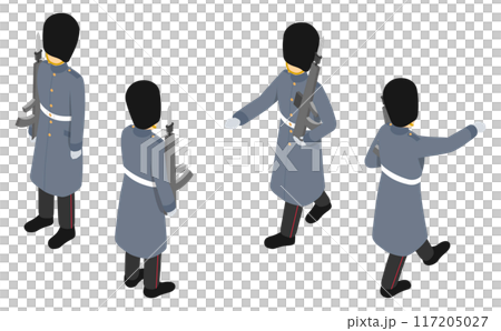 Isometric illustration: British Guards (winter... - Stock Illustration ...