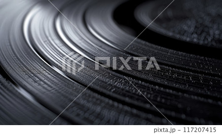 Close-Up Texture of Shiny Black Vinyl Record...のイラスト素材 [117207415] - PIXTA