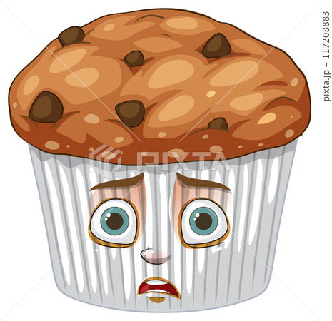 Sad Muffin with Chocolate Chipsのイラスト素材 [117208883] - PIXTA