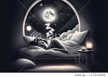 Snooze black and whiteのイラスト素材 [117210840] - PIXTA