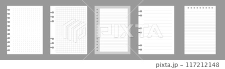 Set of notebook sheets isolated on gray...のイラスト素材 [117212148] - PIXTA