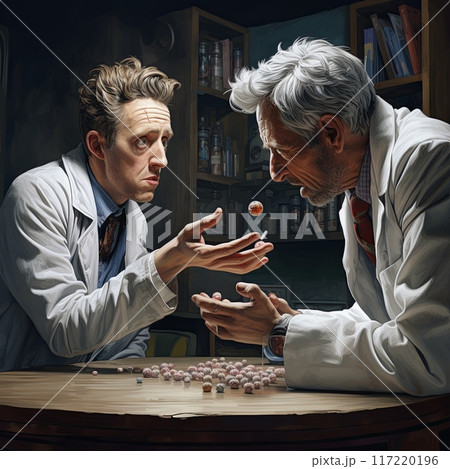 Two scientists in lab coats are conducting an...のイラスト素材 [117220196] - PIXTA