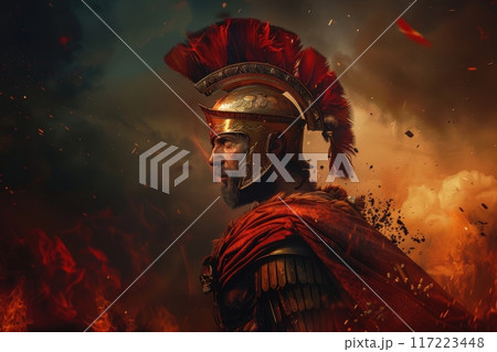 A fierce Carthaginian general, clad in ornate...のイラスト素材 [117223448] - PIXTA