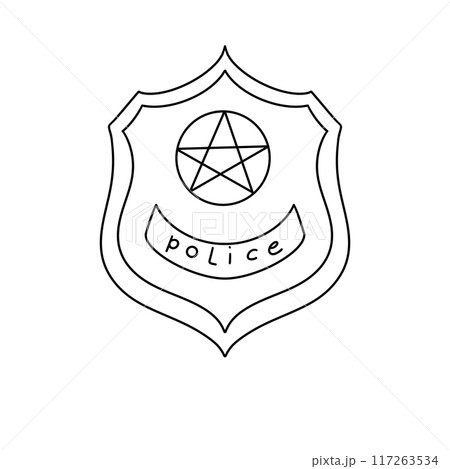 A police badge with a star and the word...のイラスト素材 [117263534] - PIXTA