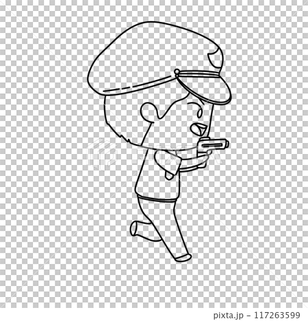 A cartoon character is holding a gun and runningのイラスト素材 [117263599] - PIXTA