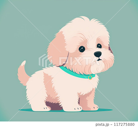 Cute dog 2D illustration, cartoon puppy iconのイラスト素材 [117275880] - PIXTA
