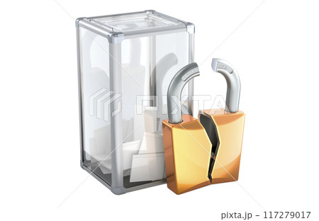 Election ballot box with broken padlock....のイラスト素材 [117279017] - PIXTA