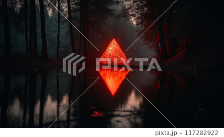 Mystical glowing neon creepy triangle or portal...のイラスト素材 [117282922 ...