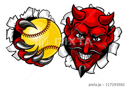 Devil Softball Sports Team Mascotのイラスト素材 [117293082] - PIXTA