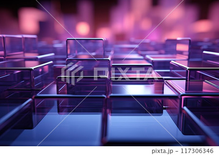 3d abstraction of crimson and blue squares,...のイラスト素材 [117306346] - PIXTA