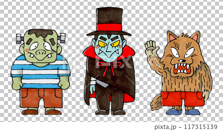 Monster set (Frankenstein, Dracula, Werewolf) - Stock Illustration ...