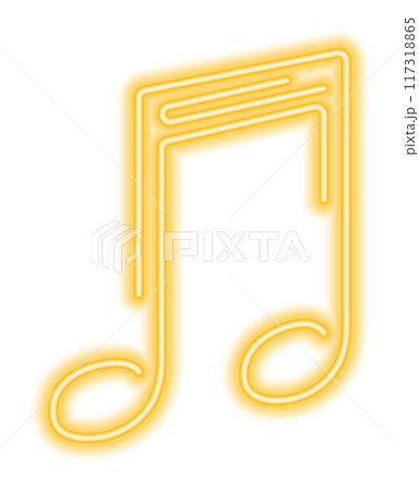 Neon glowing yellow music noteのイラスト素材 [117318865] - PIXTA