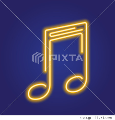 Neon glowing yellow music noteのイラスト素材 [117318866] - PIXTA