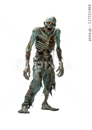 A Halloween zombie standing against a white...のイラスト素材 [117331468] - PIXTA