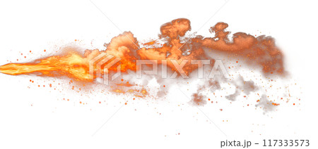 Close-up of a muzzle flash, side view, isolated...のイラスト素材 [117333573 ...
