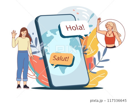 Greetings in different languages. Online...のイラスト素材 [117336645] - PIXTA