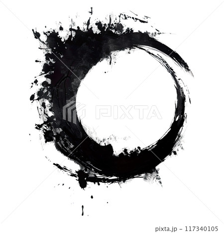 Abstract Black Ink Circle with Splashes PNG...のイラスト素材 [117340105] - PIXTA