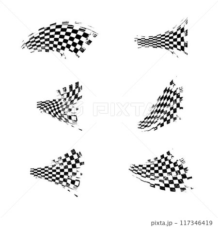Grunge checkered race elements setのイラスト素材 [117346419] - PIXTA