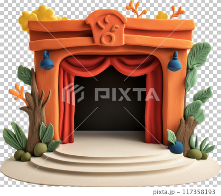 3d cartoon empty room with red brick wall and...のイラスト素材 [117358193] - PIXTA