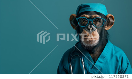 Creative image of a chimpanzee dressed as a...のイラスト素材 [117358871] - PIXTA