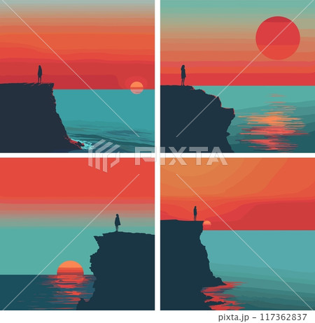 Shaded sundown cartoon vector ideas....のイラスト素材 [117362837] - PIXTA
