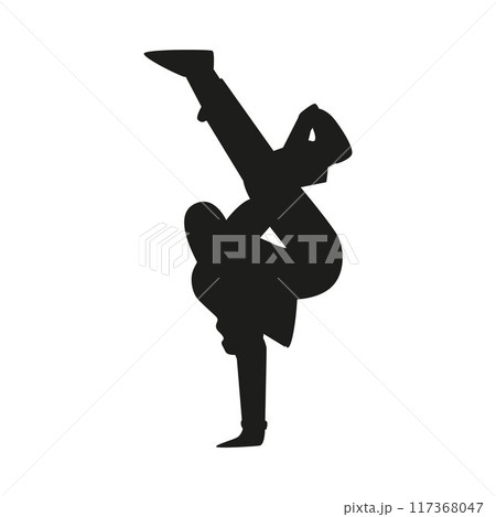 Break dancer handstands vector black silhouette...のイラスト素材 [117368047 ...