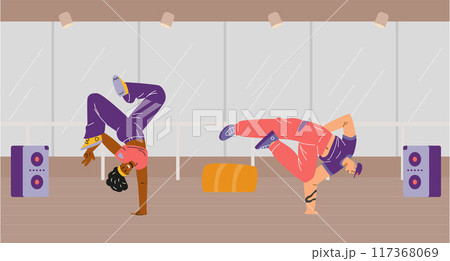 Vector illustrations depicting breakdancing...のイラスト素材 [117368069] - PIXTA