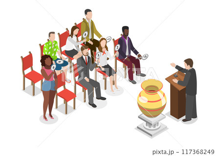 3D Isometric Flat Illustration of Auction, Art...のイラスト素材 [117368249 ...