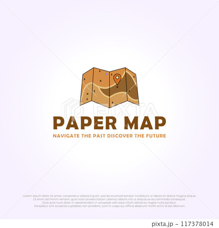 vector illustration of a traditional paper map...のイラスト素材 [117378014] - PIXTA