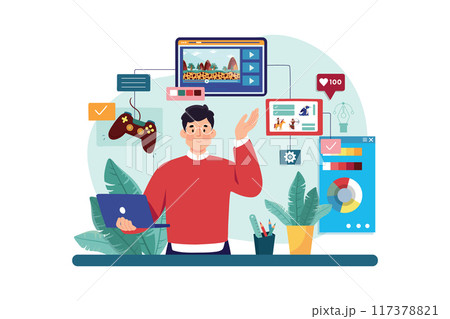 Video Game Designer Illustration concept on...のイラスト素材 [117378821] - PIXTA