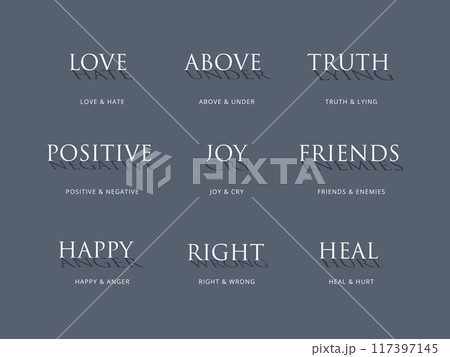 Positive words with shadows showing their...のイラスト素材 [117397145] - PIXTA