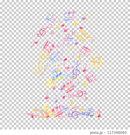 Music notes levitation. Falling multicolored...のイラスト素材 [117398093] - PIXTA