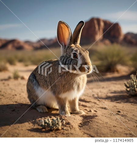 cute rabbit adorable bunny hare in the desertのイラスト素材 [117414905] - PIXTA
