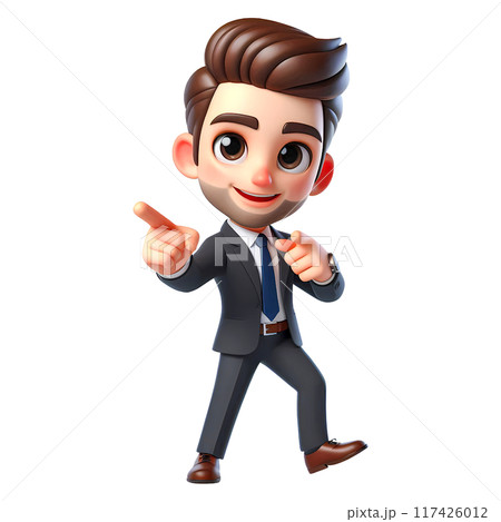 Cartoon businessman point finger to indicate...のイラスト素材 [117426012] - PIXTA