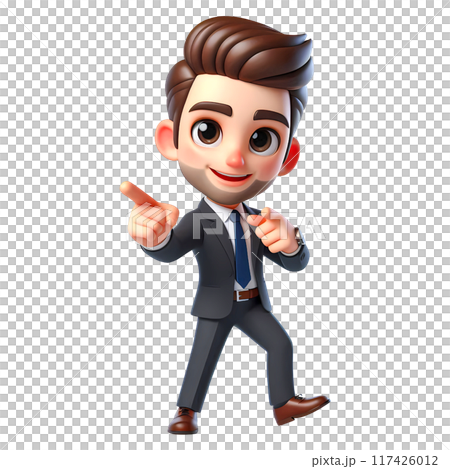 Cartoon businessman point finger to indicate...のイラスト素材 [117426012] - PIXTA