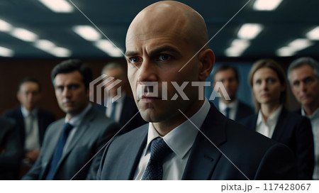 Portrait of bald businessman as team leader,...のイラスト素材 [117428067] - PIXTA