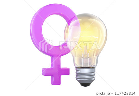 Female gender symbol with light bulb. 3D renderingのイラスト素材 [117428814 ...