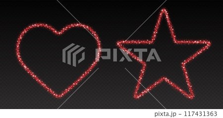 Red glitter frames, shimmering borders in heart...のイラスト素材 [117431363 ...
