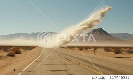 dust devil sandstorm in desert landscapeのイラスト素材 [117446555] - PIXTA