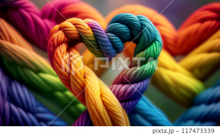 Close-Up of a Rainbow Colored Rope Forming a...のイラスト素材 [117473339] - PIXTA