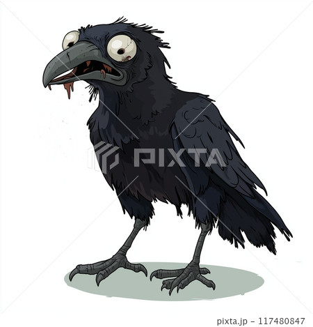 Zombie Crow, Flat Illustration, White Backgroundのイラスト素材 [117480847] - PIXTA