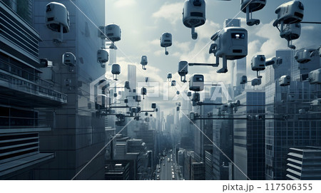Surveillance Cameras Everywhere AI Artworkのイラスト素材 [117506355] - PIXTA