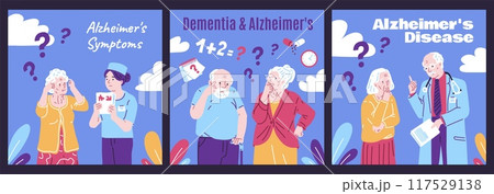 Set of three banners about Alzheimer's disease...のイラスト素材 [117529138 ...