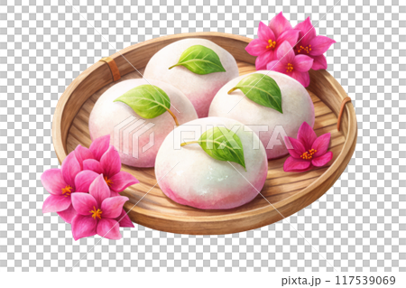 Daifuku - Cute Mini Dessert, Daifuku (Mochi) -...のイラスト素材 [117539069 ...