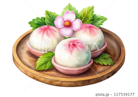 Daifuku - Cute Mini Dessert, Daifuku (Mochi) -...のイラスト素材 [117539177 ...